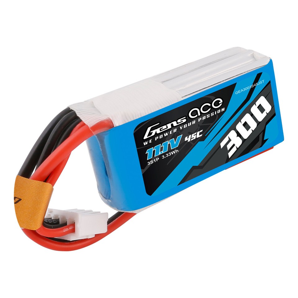4X Gens Ace 300mAh 11.1V 45C 3S Lipo Battery With JST Plug For RC small ...