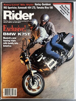 Rider Motorcycle Magazine Mar 1986 Vintage BMW Harley Kawasaki Yamaha ...