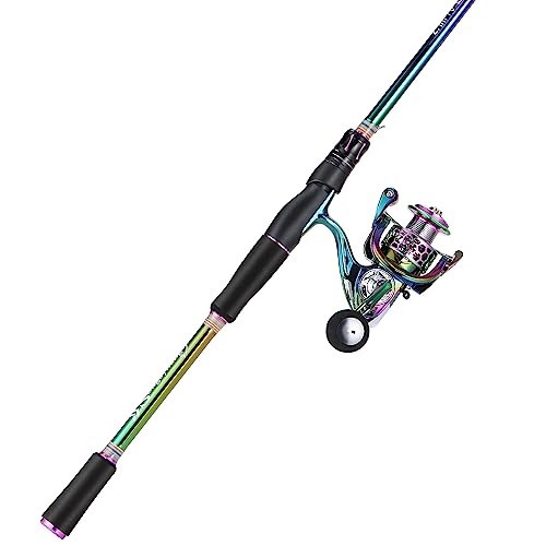 Spinning Fishing Reel Rod Combo, Two Pieces Colorful Poratble Light ...