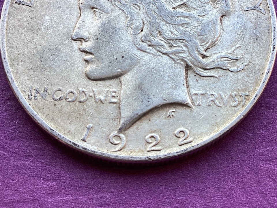 1922 - D Peace Silver Dollar - 90% Silver 1$ US Coin- Denver Mint ...