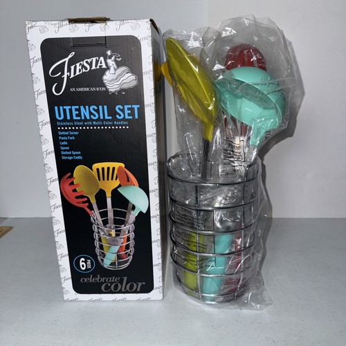 Fiesta Celebrate Color Utensil Set with Storage Caddy, 6 Piece ...