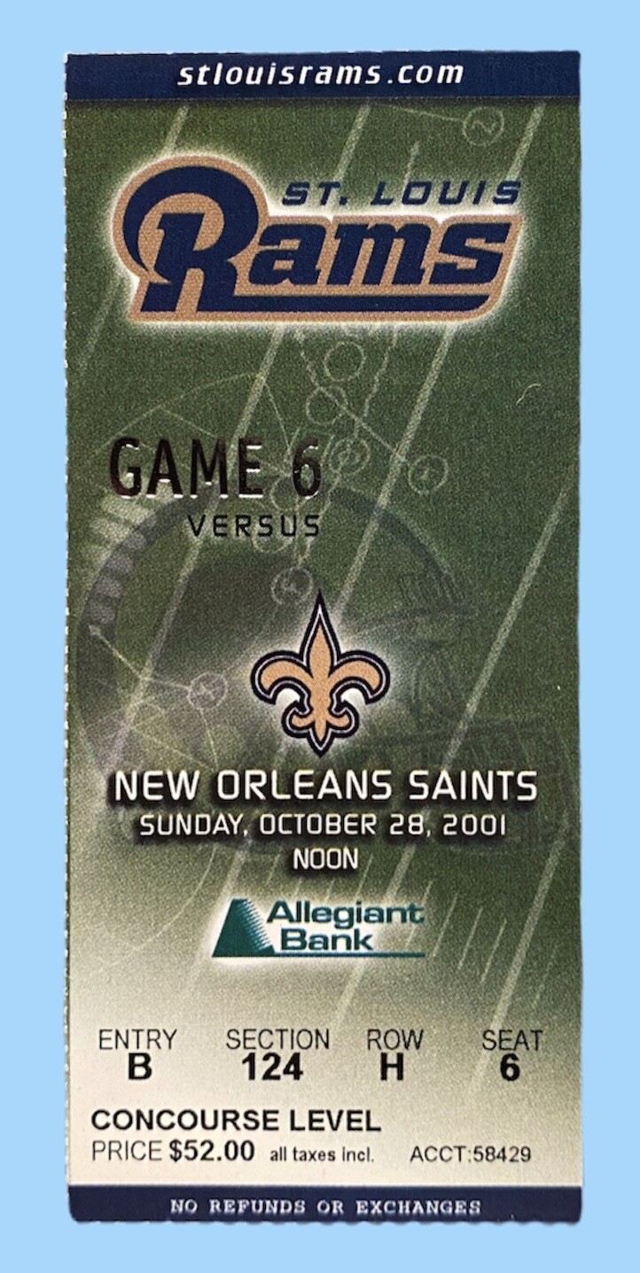 Isaac Bruce 52nd Career Touchdown TD Season Ticket Stub St. Louis Rams ...