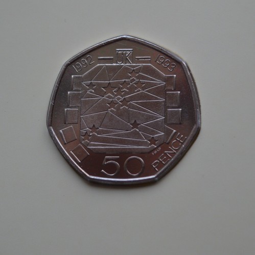 1992 1993 Dual Date EEC European Union 50p Fifty Pence Coin ...