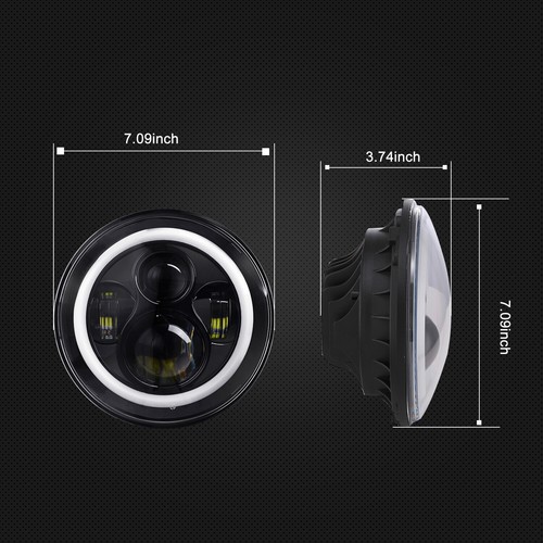 2x 7inch Round LED Headlights RED DRL Halo Amber Turn Lamps For Hummer ...