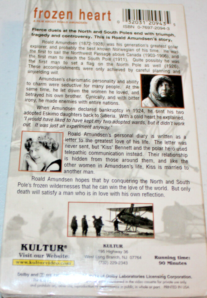 Frozen Heart: A Film About Roald Amundsen (New Sealed VHS) North ...