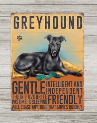 Vintage Metal Greyhound Sign, Retro Dog Breed sign, Mancave Plaque Tin ...