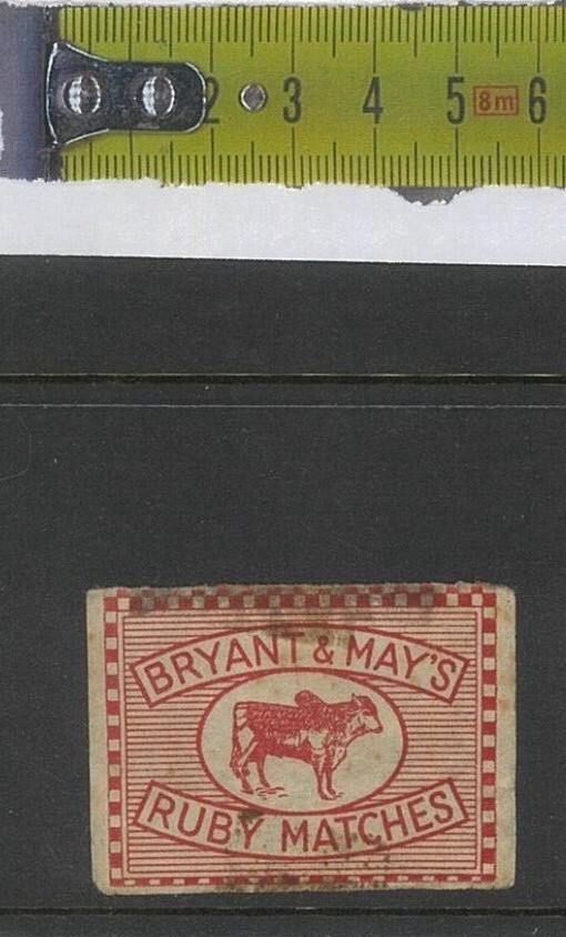 Matchbox label - Bryant & May's RUBY Matches - Bull red - UK ? | eBay