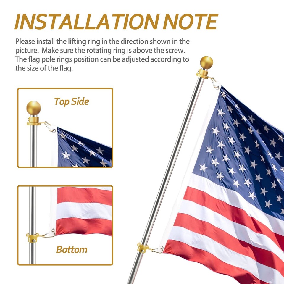 Flagpole Rotating Clips Swivel Rings Anti-Wrap Tangle Free with ...