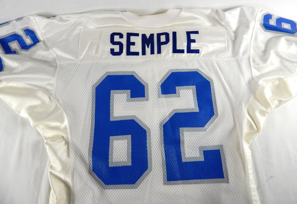 1994 Detroit Lions Tony Semple #62 Game Used White Jersey 75th Patch 50 ...