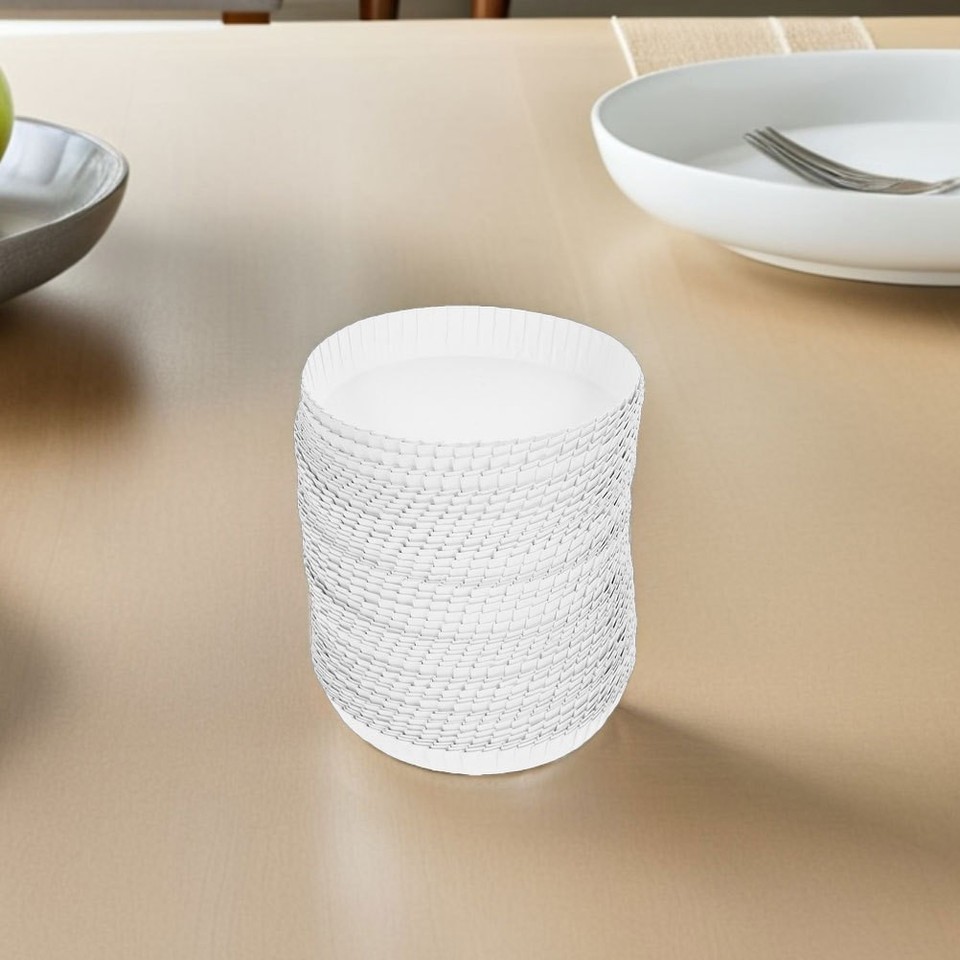 200 Pcs White Disposable Cup Lids Paper Flat Covers For Beverage Use ...