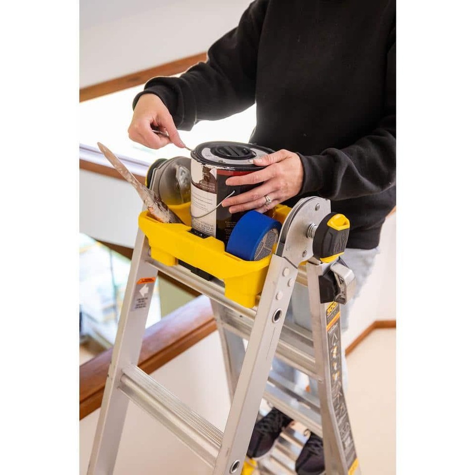 22 Ft. Reach Aluminum Multi-Position Ladder W/ Project Bucket, Tool ...