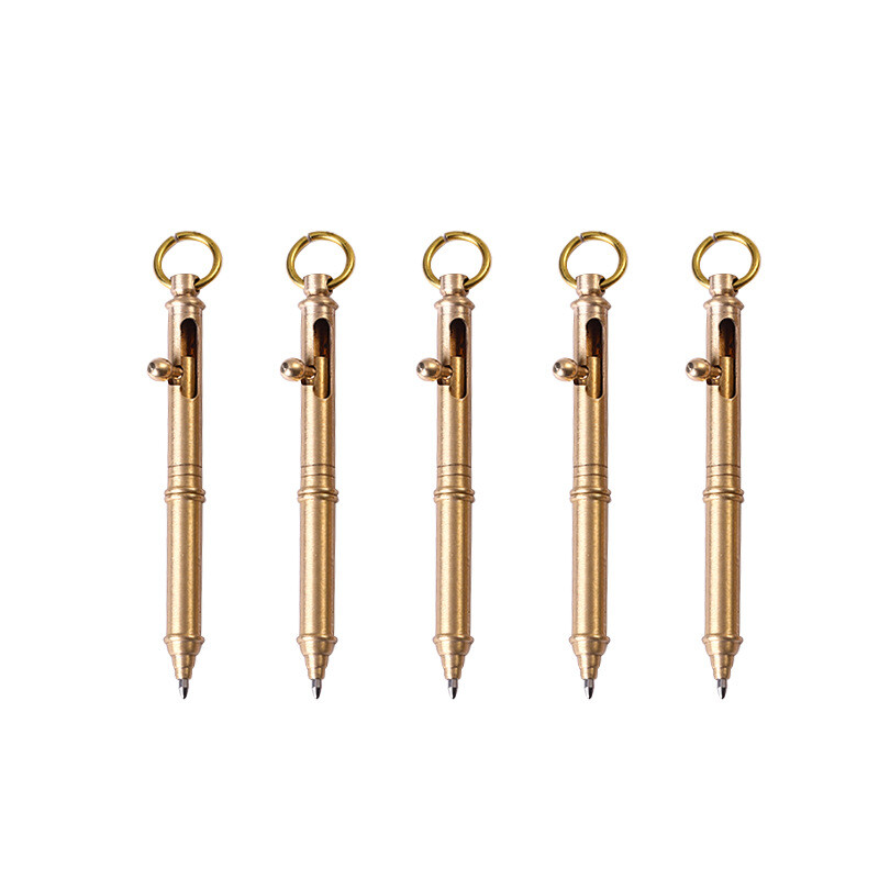 Mini Solid Brass Bolt Action Ball Point Pen Copper Art Craft Pocket EDC ...