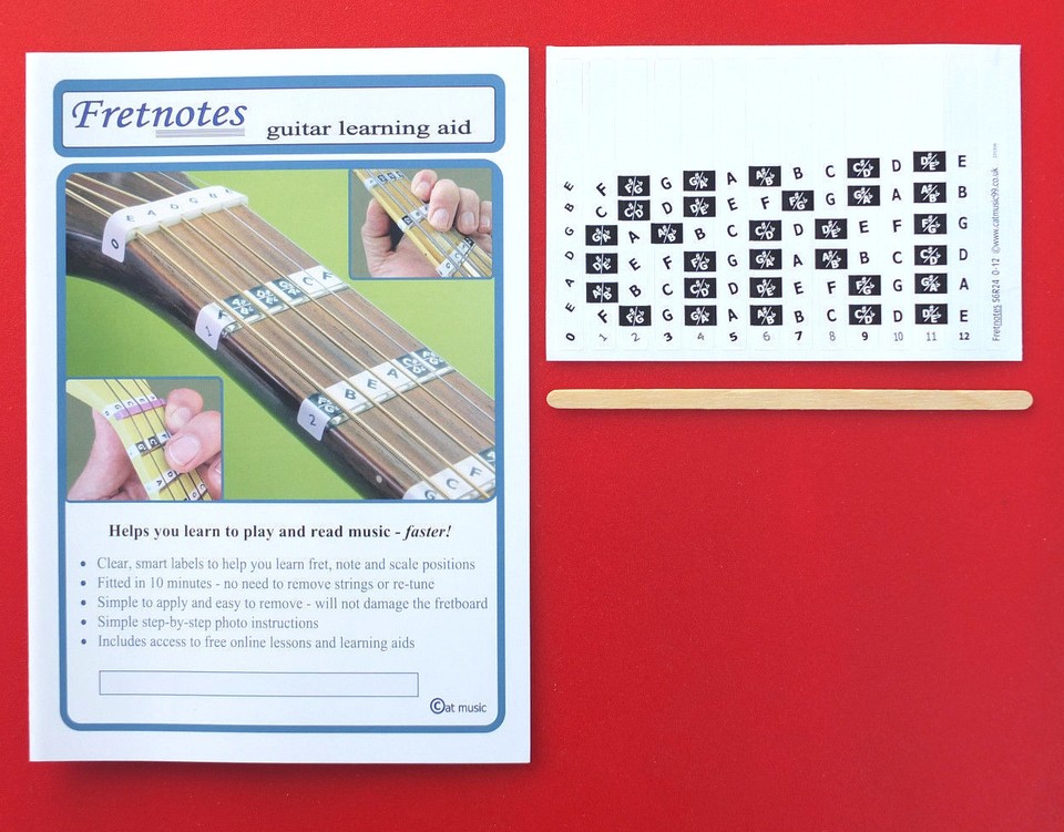 Guitar FRETBOARD NOTE STICKERS Learn Scales Fret Labels RH / LH Online ...