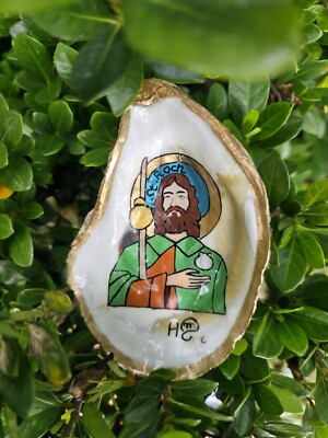 St. Roch Patron of Dogs, Oyster Shell, Religious Artwork Protection ...
