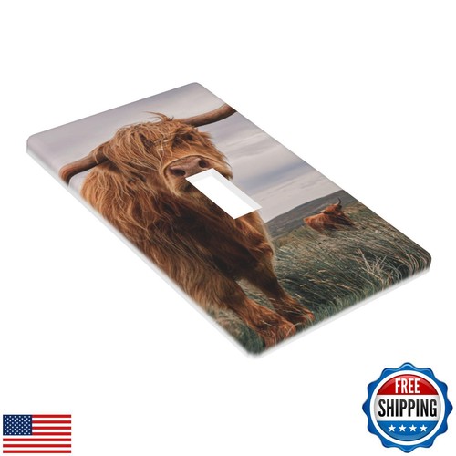 Pznen Highland Cow Light Switch Cover Plate Highland Cattle Farm Animal ...