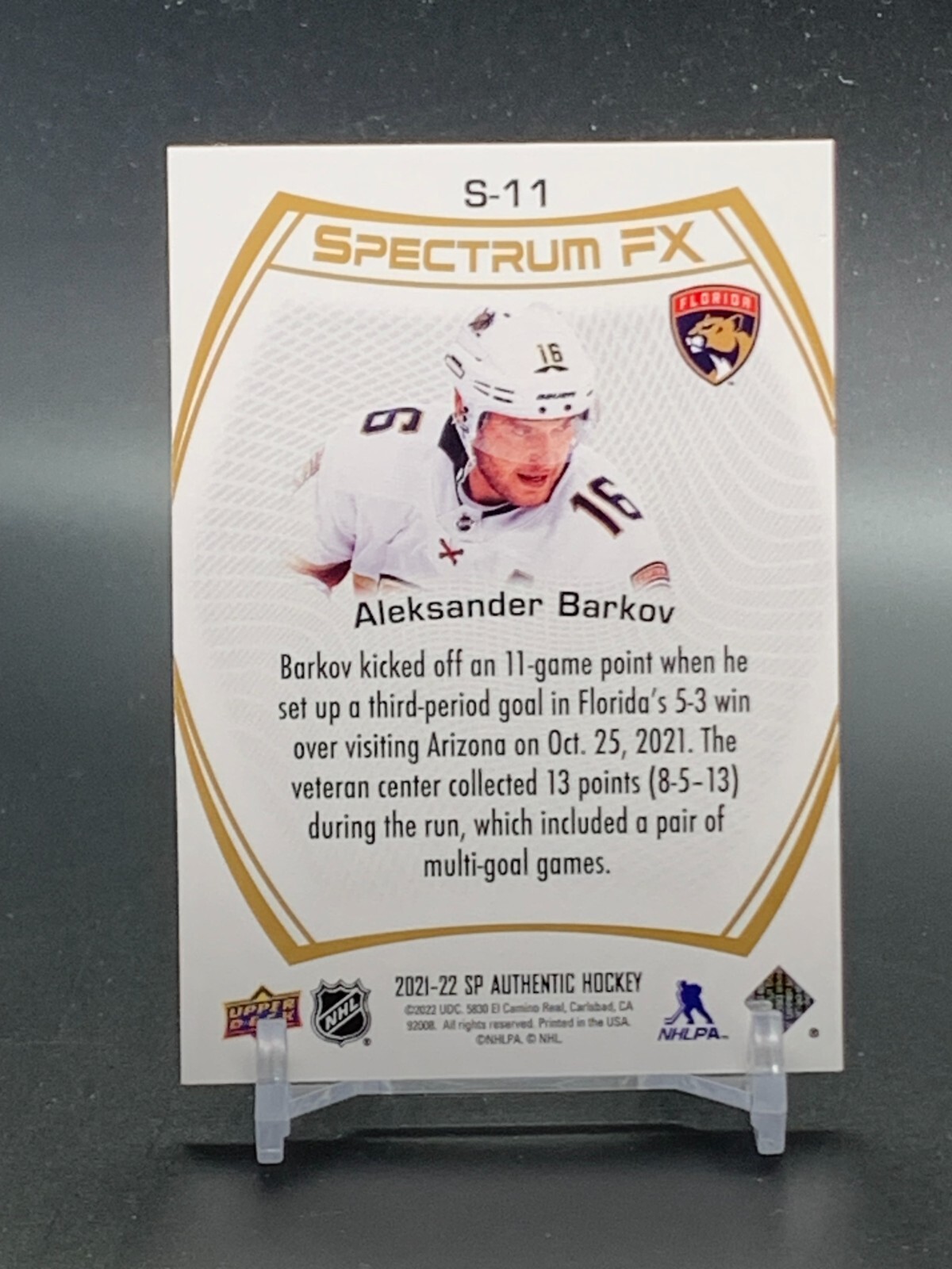 2021-22 SP Authentic Spectrum FX Gold #S-11 ALEKSANDER BARKOV Panthers ...