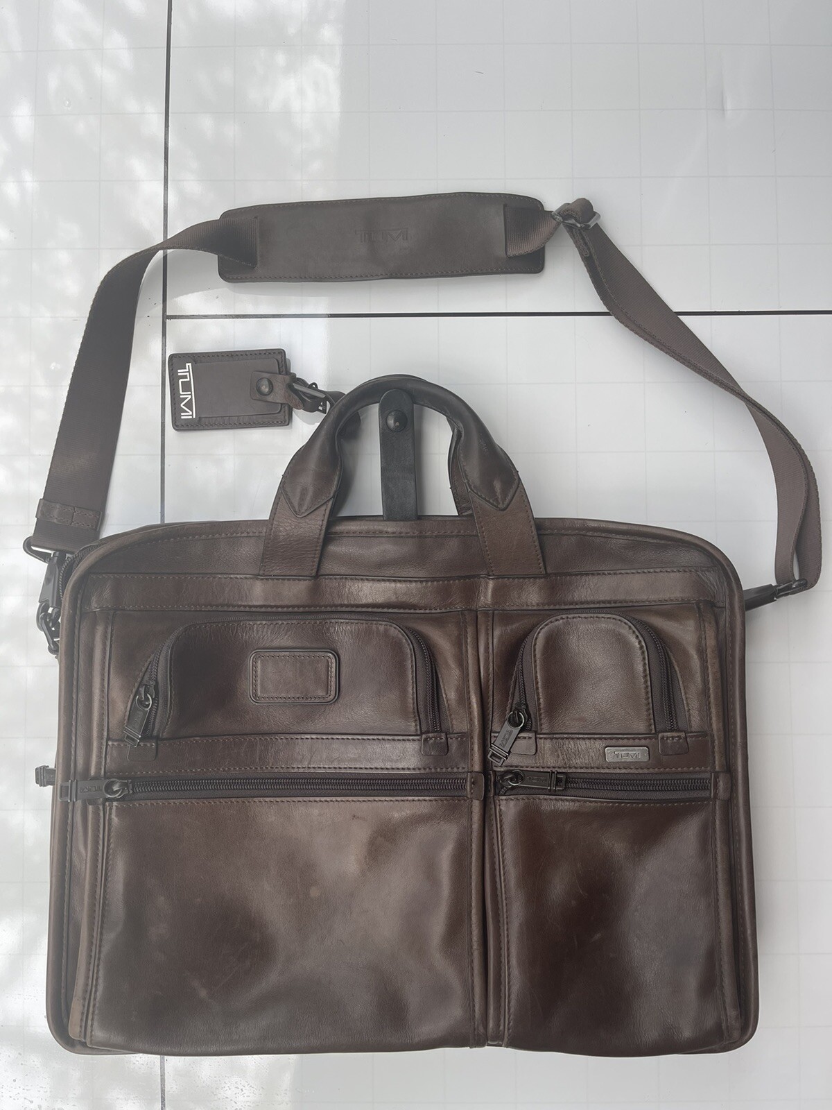Tumi 96514 BH Briefcase Brown Leather | eBay