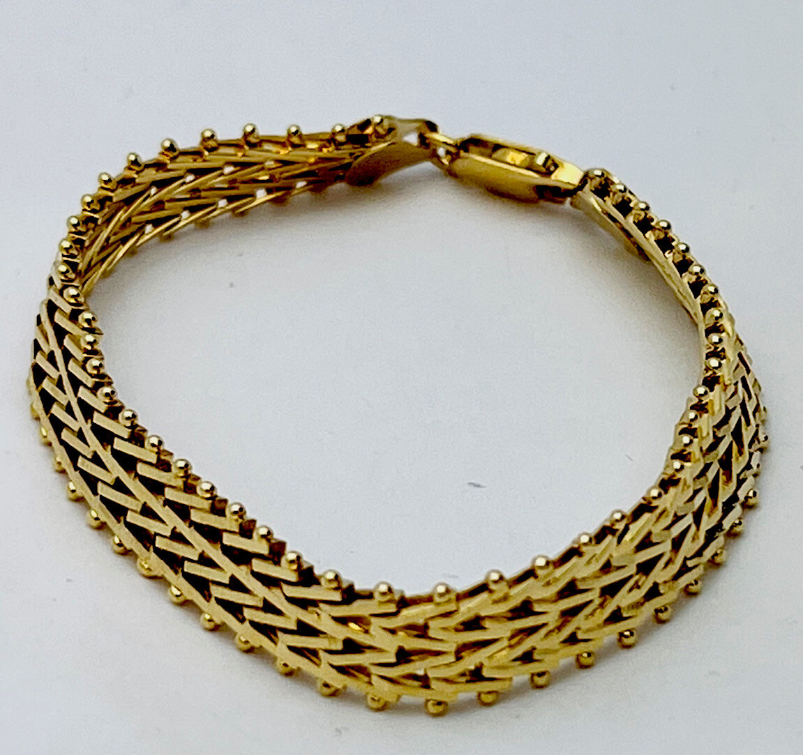 Danecraft 24KT Gold Over 925 Sterling Silver V Link Bracelet 7” | eBay