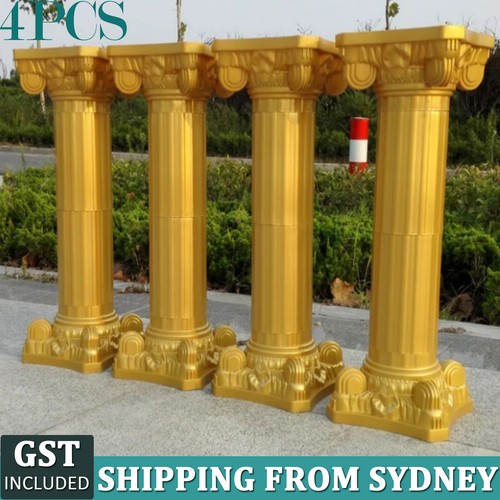 4X Decorative Plastic Props Roman Column Gold Wedding Plinth Pedestal ...
