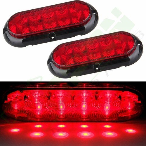 2X 10 LED 6" Red Oval Surface Mount Brake Stop Tail Light Car Truck ...