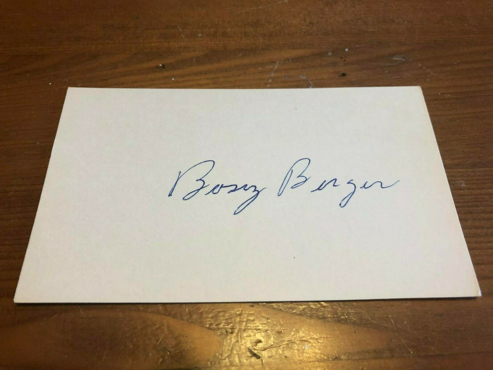 Boze "Bosey" Berger 1932 autographed 3 x 5 index card MLB Guaranteed to ...