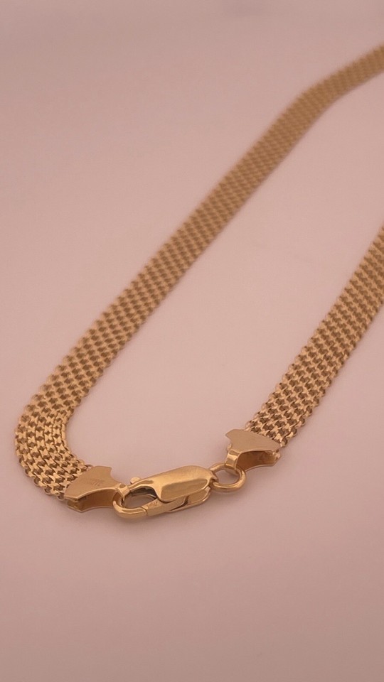 14k Yellow Gold Bismark Chain Choker Necklace - Gold Bismarck Chain 7mm ...