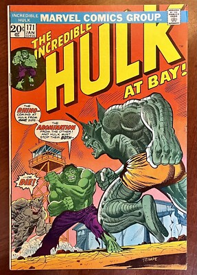 Incredible HULK #171 At Bay 1974 vs Rhino Abomination Jim Wilson Nice ...