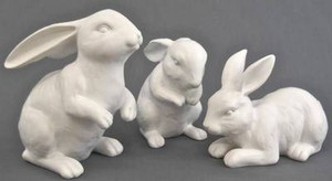 Resin Bunny Rabbit Set of 3 White Resin Bunnies Garden Deco Kids Craft ...