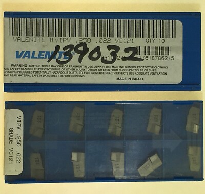10pc VALENITE VIPV .250 .022. Carbide Grooving Inserts; VC121🎯Machinist ...