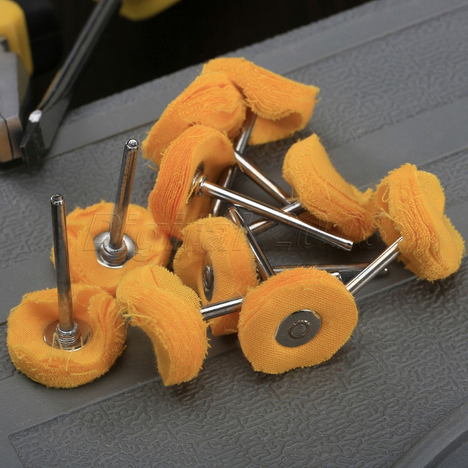 25X3mm Yellow Cloth Polishing Round Wheel Shank Brushes For Rotary ...