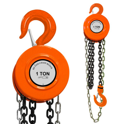 1 Ton Chain Puller Block Fall Chain Lift Hoist Hand Tools 5M 15ft Chain ...