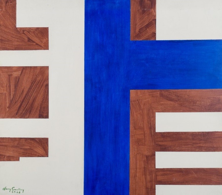 Harry Sandberg, Swedish artist, abstract composition. Oil on board ...