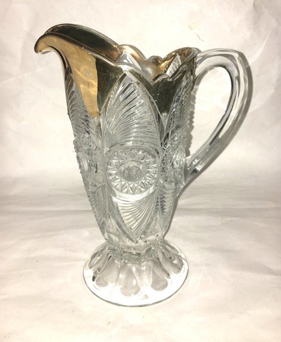 EAPG ANTIQUE BULLSEYE & FAN PITCHER U S GLASS | eBay