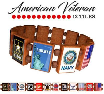 American Veteran Branch Bracelet 12 Tile Bracelet | eBay