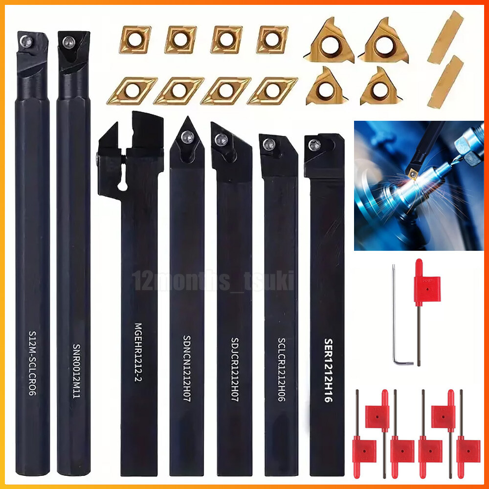 21PCS Kit Indexable Lathe Turning Tool 1/2" 12mm Shank Metal Lathe ...