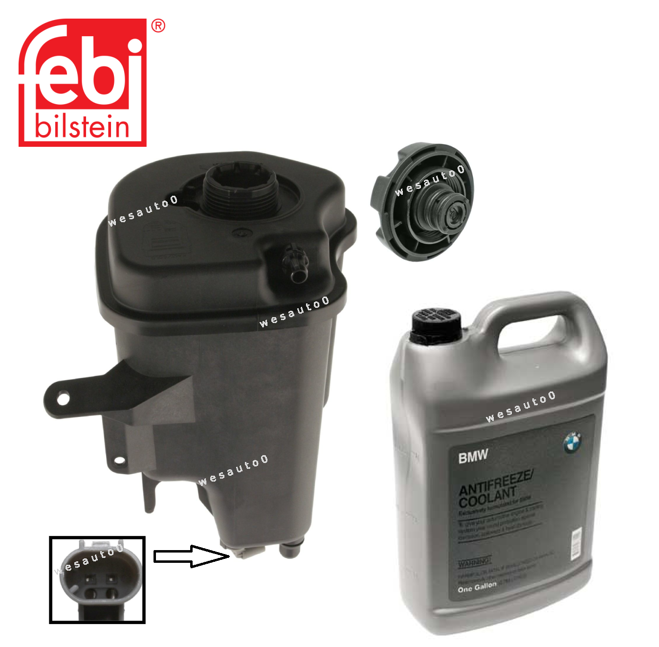 For BMW X5 X6 Expansion Tank + Sensor + Cap + Antifreeze Kit OES 07-19 ...