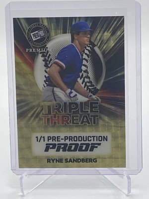 Ryne Sandberg Super Prismatic Gold Triple Threat Middle Pre Production ...