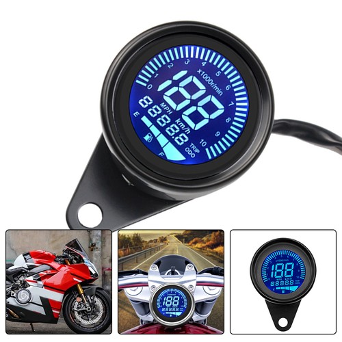 Black Universal Odometer Speedometer Tachometer Gauge Cafe Racer ...