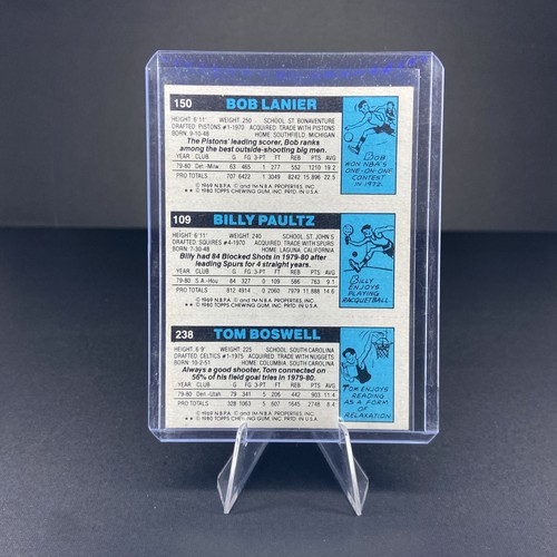 Bob Lanier 1980-81 Topps #150/109/69 (w/Billy Paultz, Tom LaGarde) | eBay