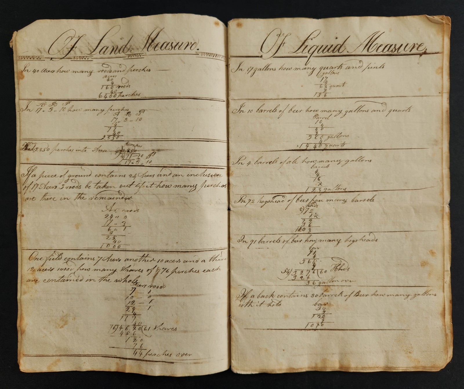 1815 antique MATH CYPHER PENMANSHIP fraktur ABRAHAM WEAVER calligraphy ...