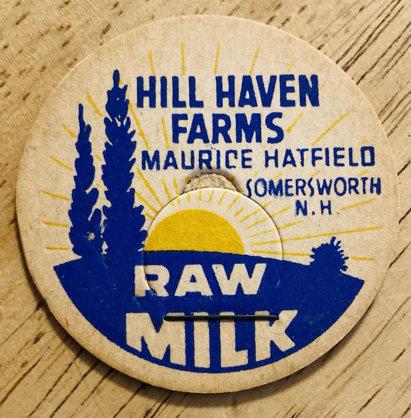 MILK BOTTLE CAP~HILL HAVEN FARMS, SOMERSWORTH, NH. MAURICE HATFIELD | eBay