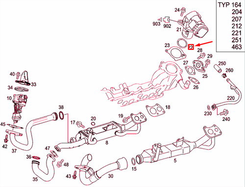 NEW MERCEDES-BENZ ML W164 EGR VALVE SEALING RING A0259973448 ORIGINAL ...