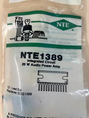 NTE Electronics NTE1389 INTEGRATED CIRCUIT DUAL 20 WATT AUDIO POWER AMP ...