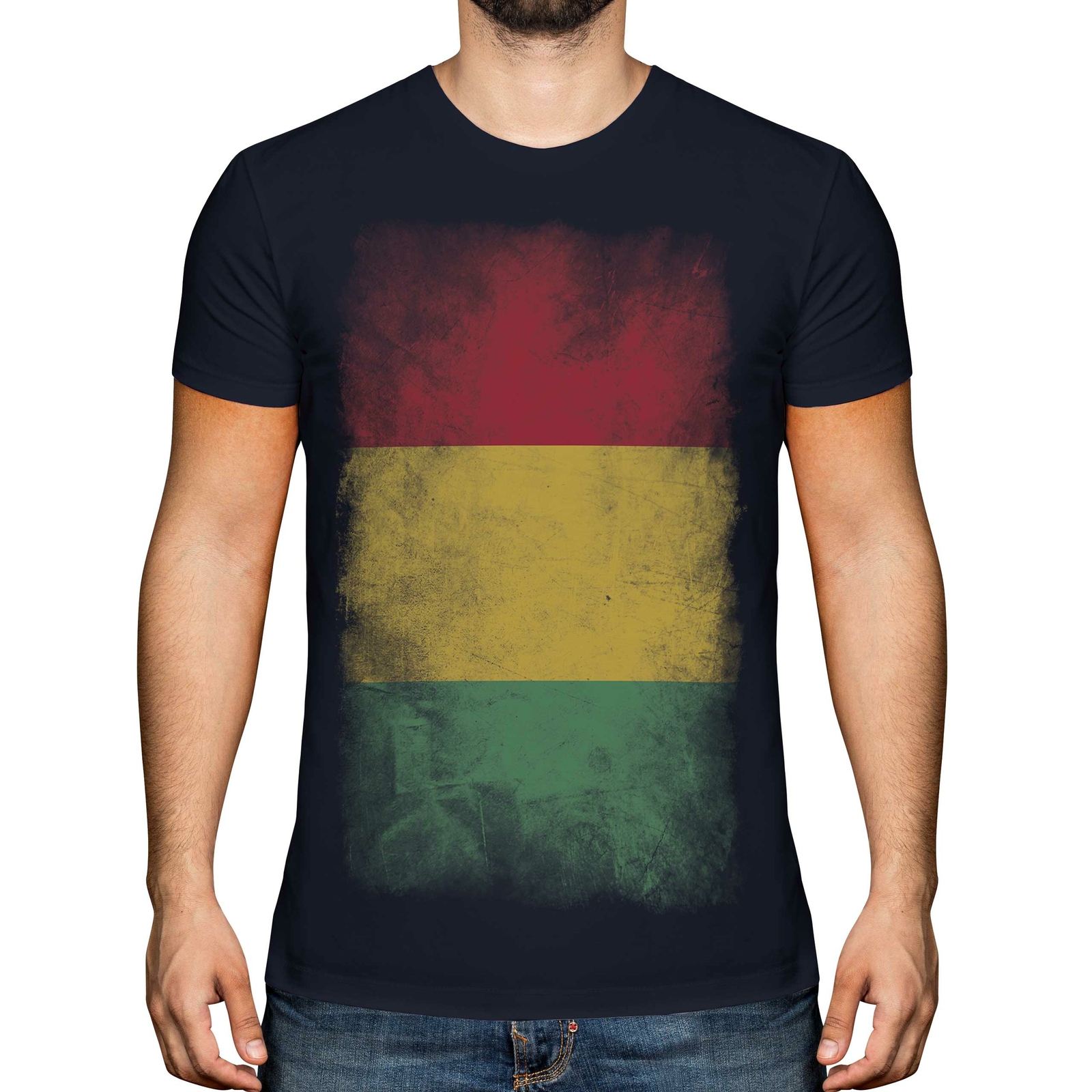 GUINEA FADED FLAG MENS T-SHIRT TEE TOP GUINÉE GUINEAN GINE SHIRT ...