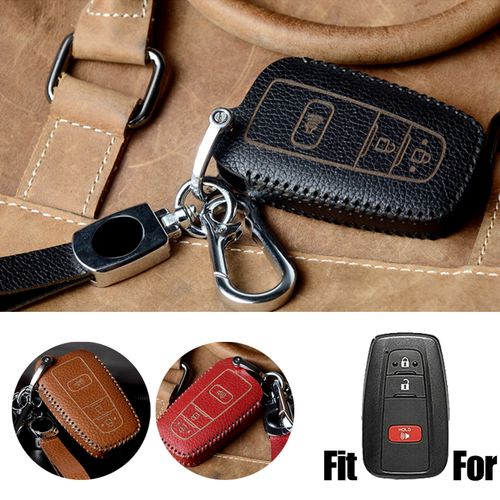 Genuine Leather Car Key Case Cover For Toyota Camry RAV4 CH-R Prius ...