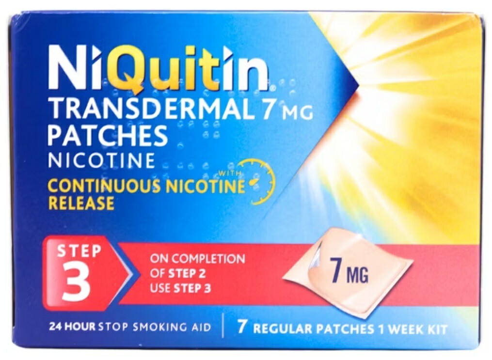 NiQuitin Transdermal 7mg Patch Nicotine Step 3 Patches - 7 Count ...