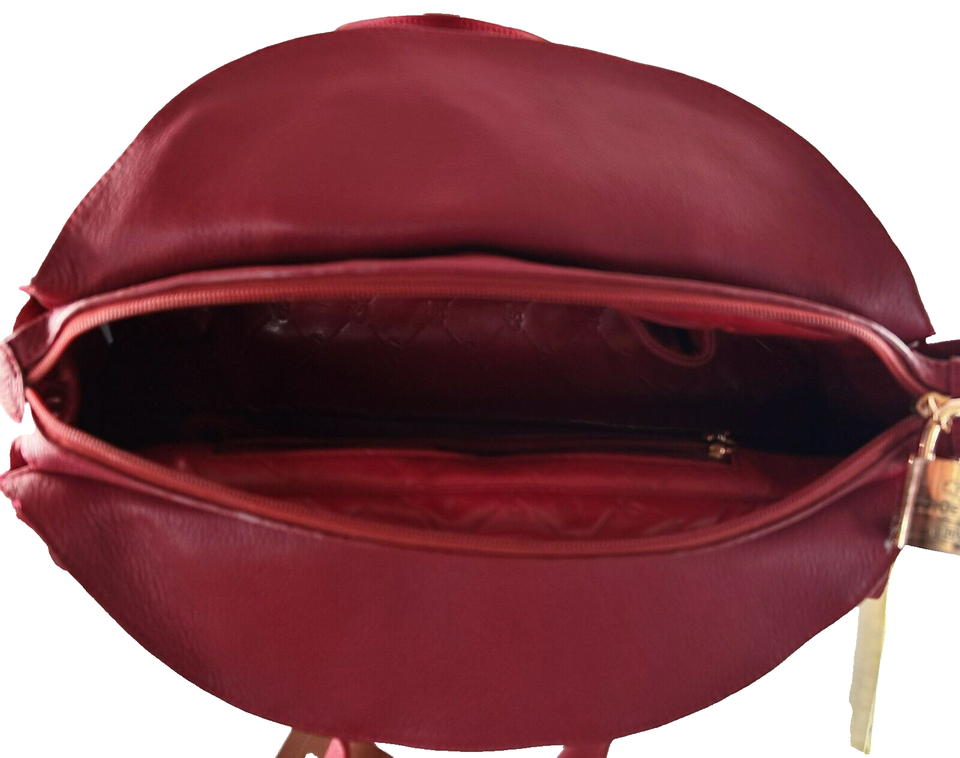 La Gioe Di Toscana Women's Dome Shoulder Bag, Leather, Maroon, X-Large ...