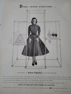 1953 womens Anne Fogarty Dynel fabric dress vintage fashion ad | eBay
