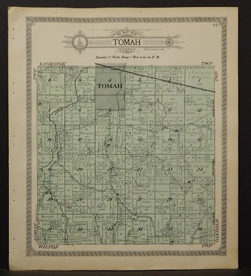 Wisconsin Monroe County Map Tomah Township 1915 J18#26 | eBay