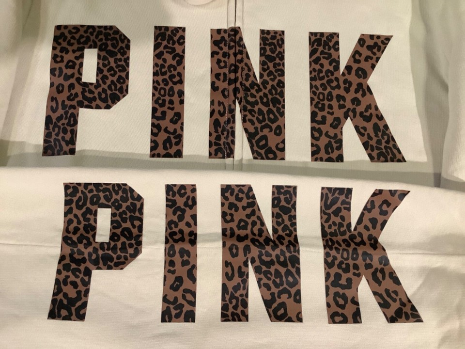 Victoria's Secret Pink Leopard Full Zip Hoodie + Pants Set Vanilla Bean ...